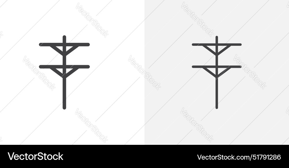 Utility pole icon set black filled and outlined Vector Image