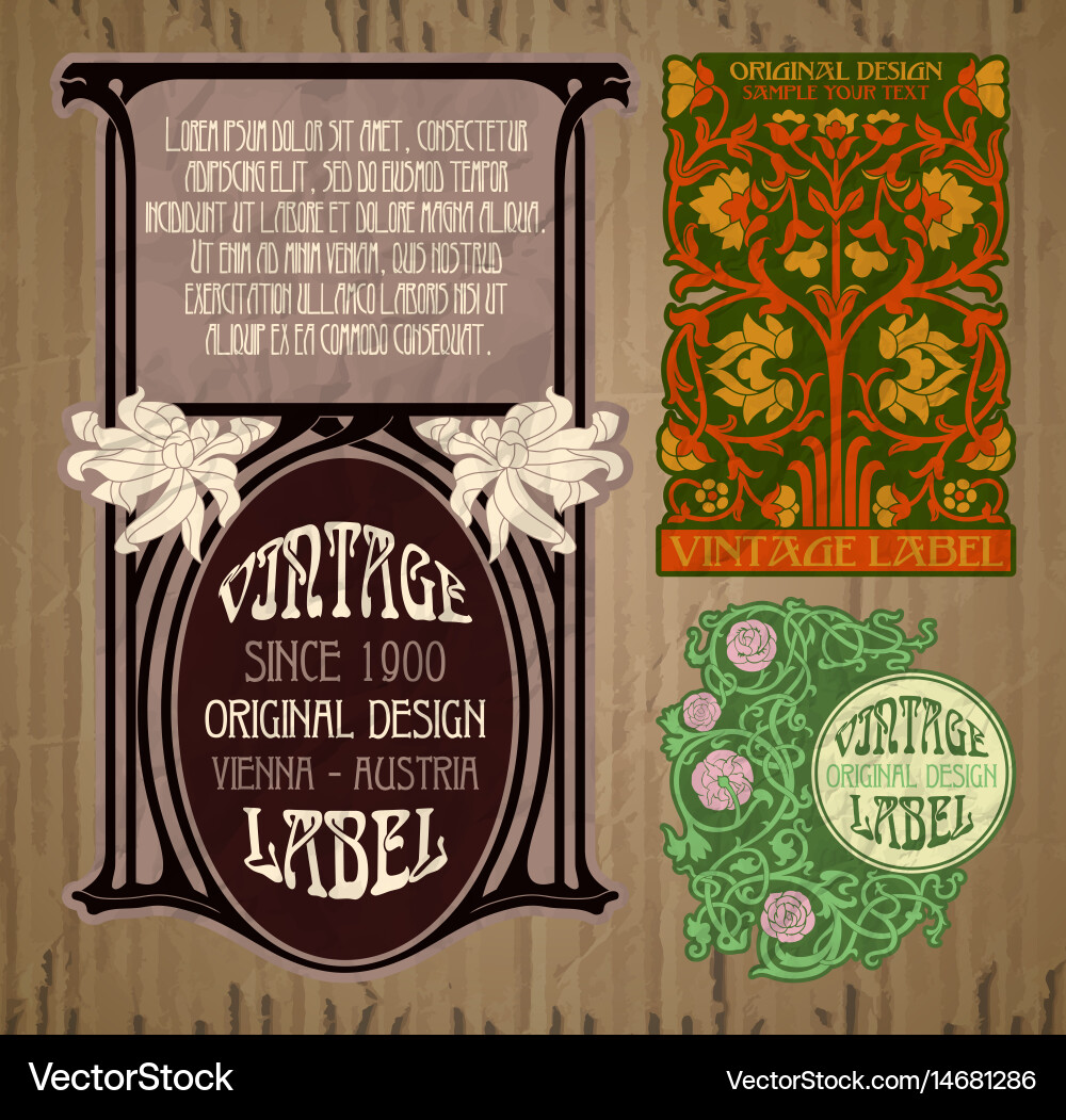 Vintage items - label art nouveau Royalty Free Vector Image