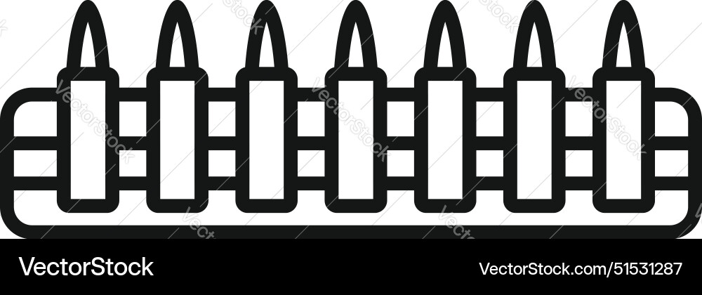 Bullets in a row forming machine gun belt icon Vector Image