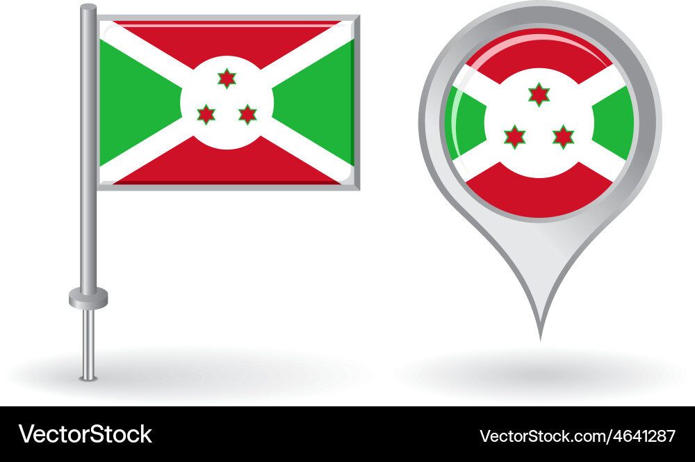 Burundi pin icon and map pointer flag Royalty Free Vector