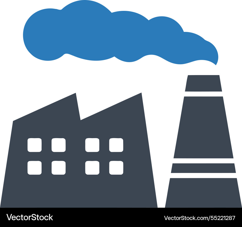 Factory pollution emissions icon Royalty Free Vector Image
