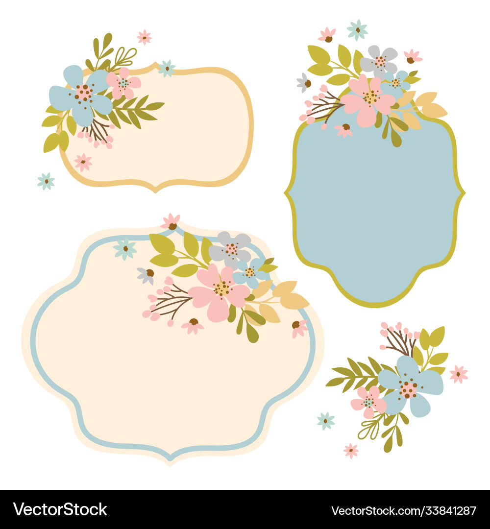Flower frames hand drawn modern isolated template Vector Image