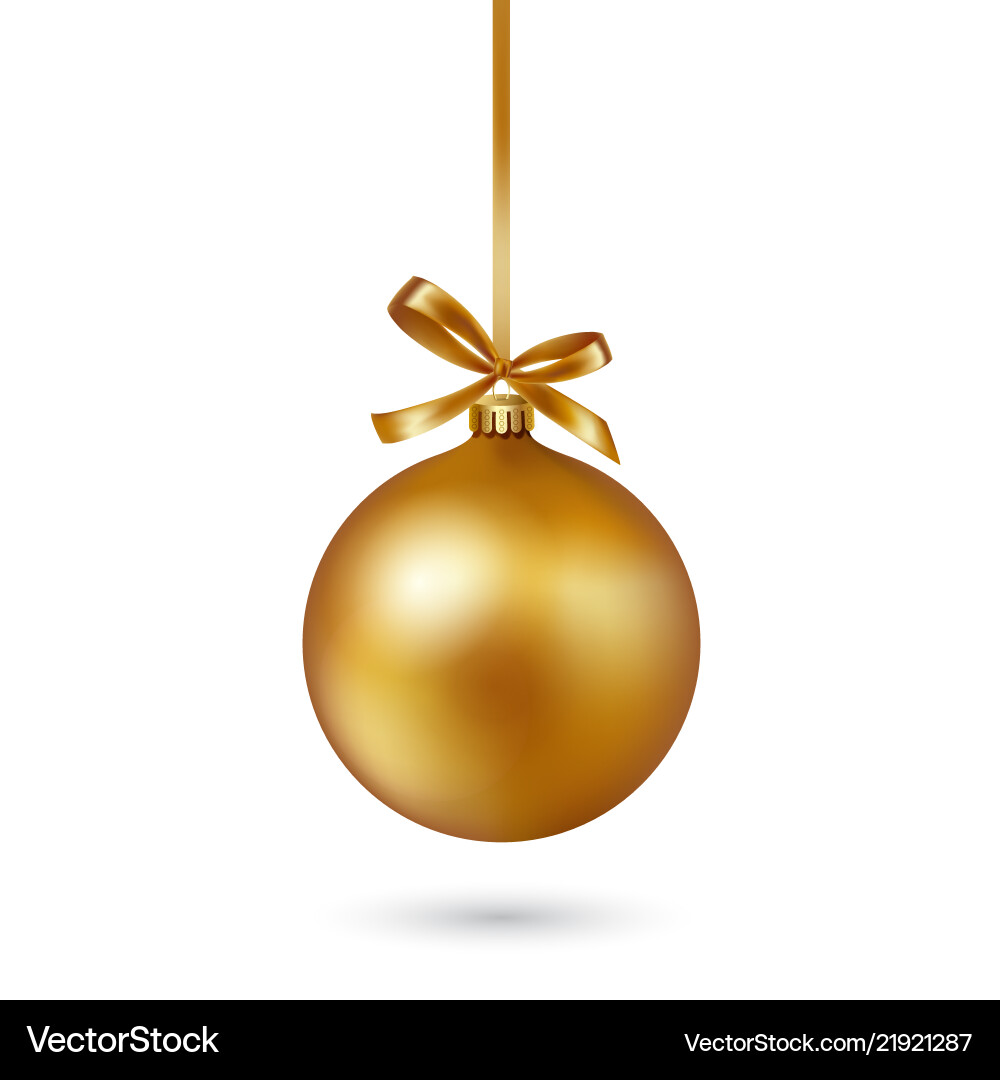 Gold Christmas Ball with Ribbon Royalty Free Vector Image