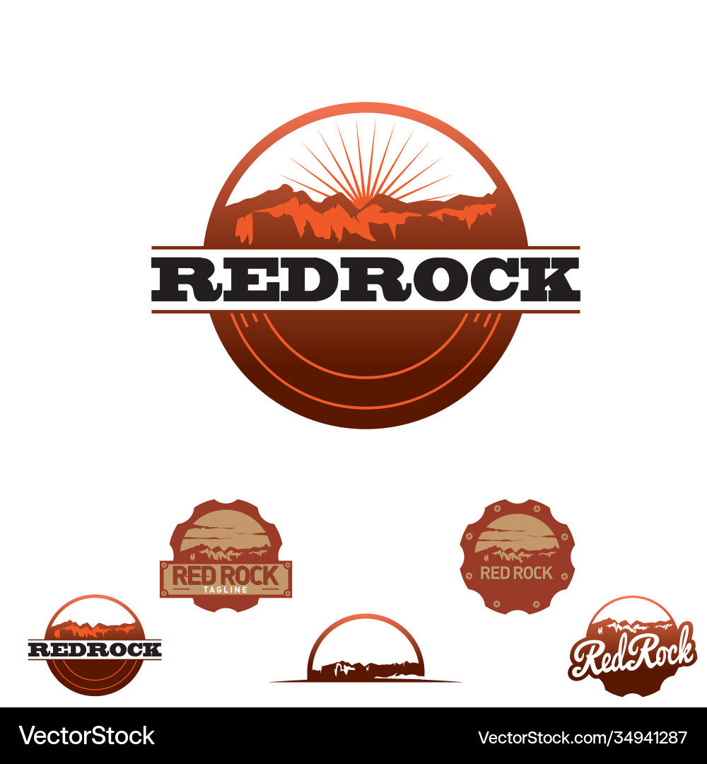 Redrock insignia set Royalty Free Vector Image
