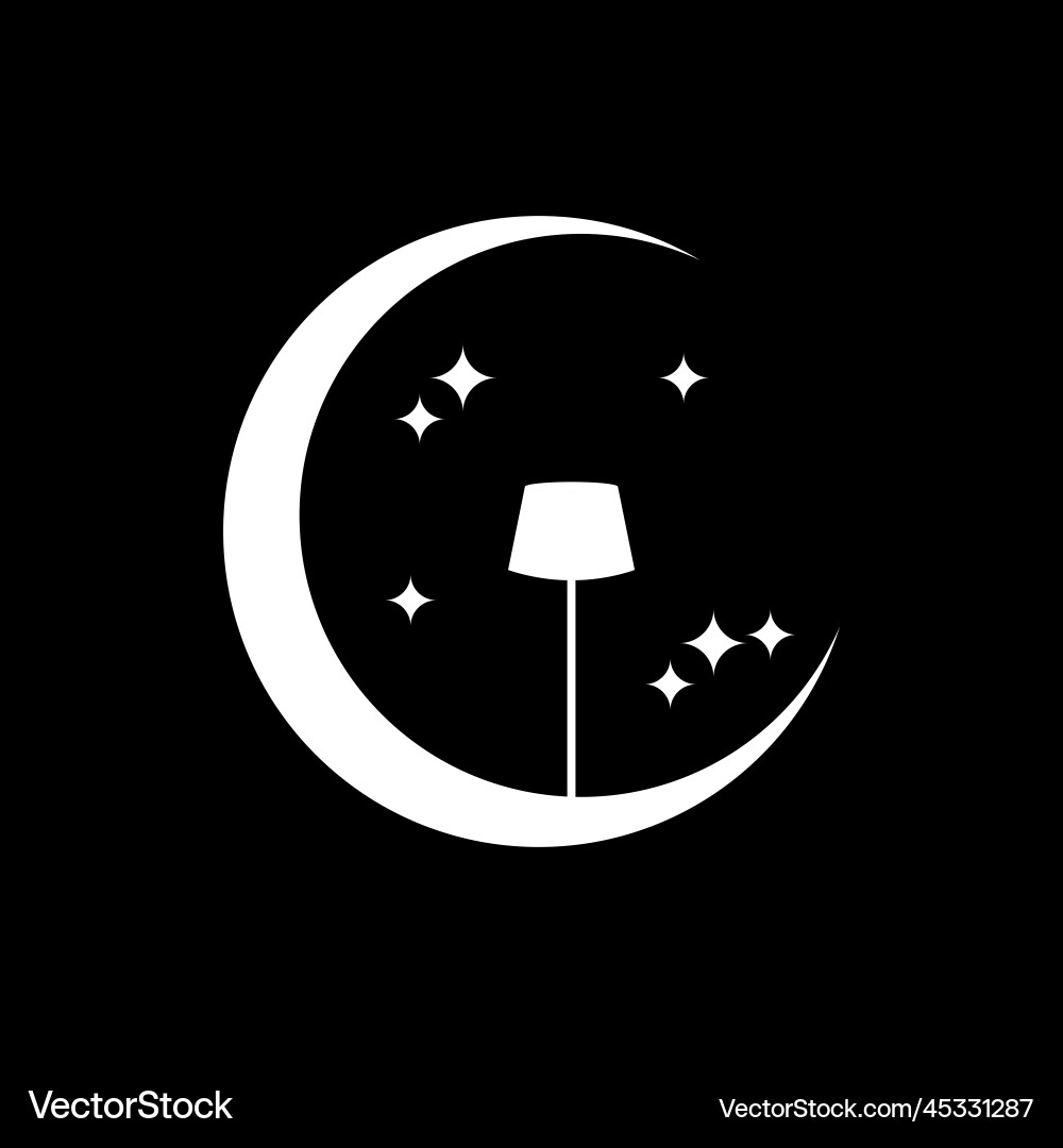 Stand lamp crescent icon logo Royalty Free Vector Image