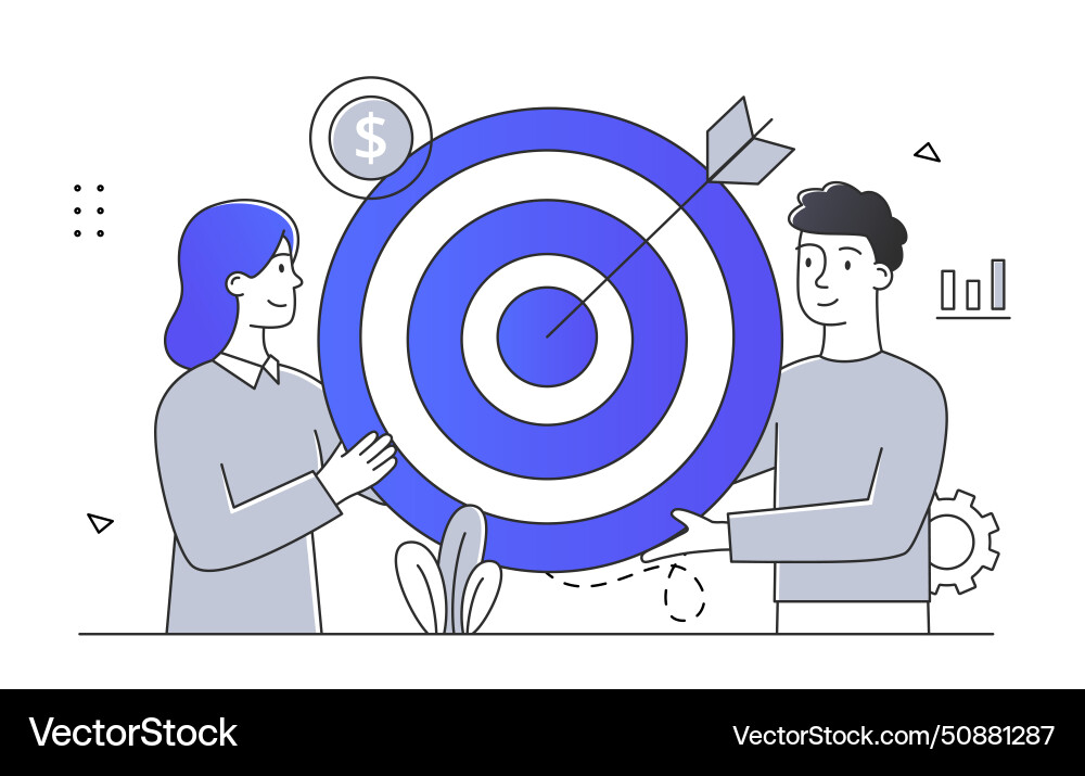 Teamwork goals simple Royalty Free Vector Image