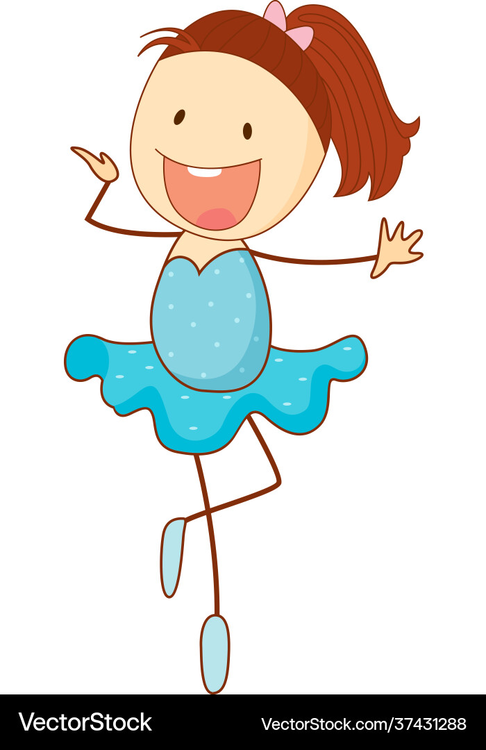 A doodle ballet dancer cartoon character isolated Vector Image
