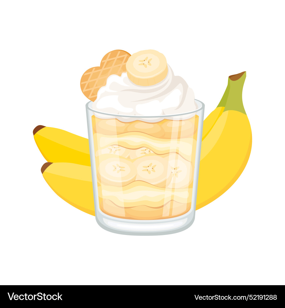 Banana pudding in a glass icon Royalty Free Vector Image