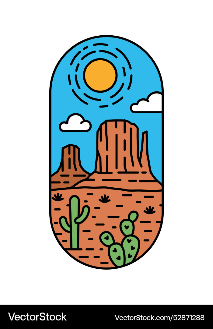 Beautiful desert views line art Royalty Free Vector Image