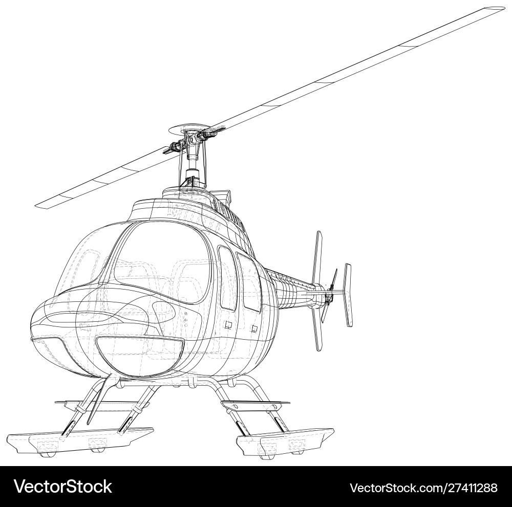 Blueprint helicopter wireframe concept Royalty Free Vector