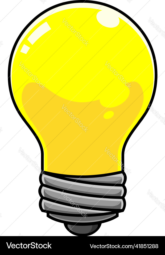 Cartoon yellow light bulb Royalty Free Vector Image
