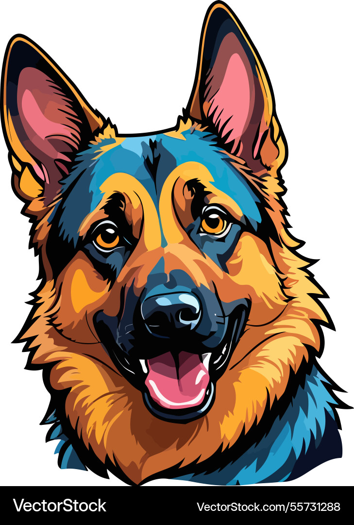 Ferocious german shepherd head clipart Royalty Free Vector