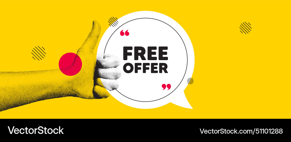 Free offer tag special sign hand showing Vector Image