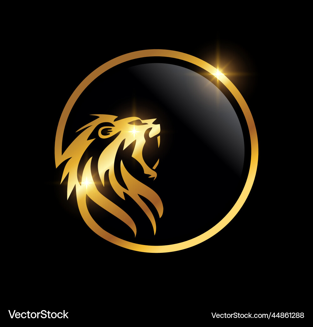 Golden Lion Head Logo Royalty Free Vector Image