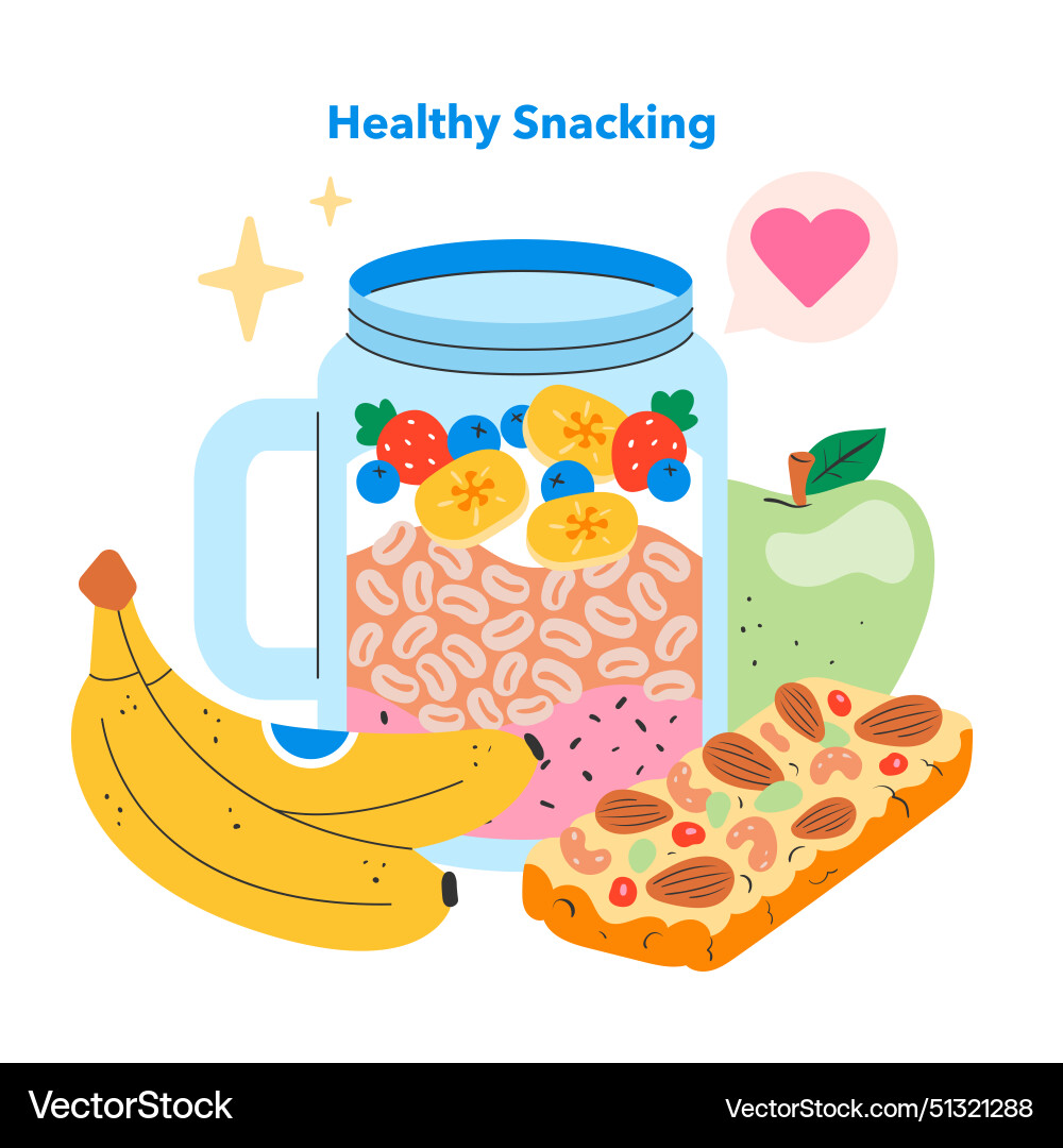 Healthy snacking flat Royalty Free Vector Image