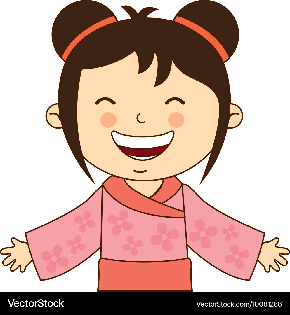 Japanese girl character icon Royalty Free Vector Image