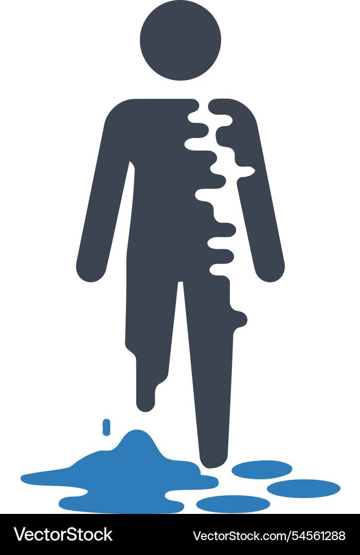 Melting person icon on white background Royalty Free Vector