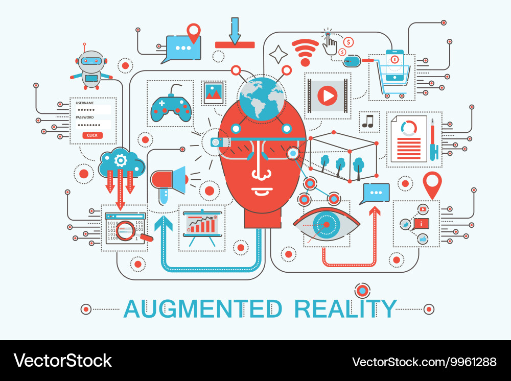 Modern flat thin line design augmented reality Vector Image