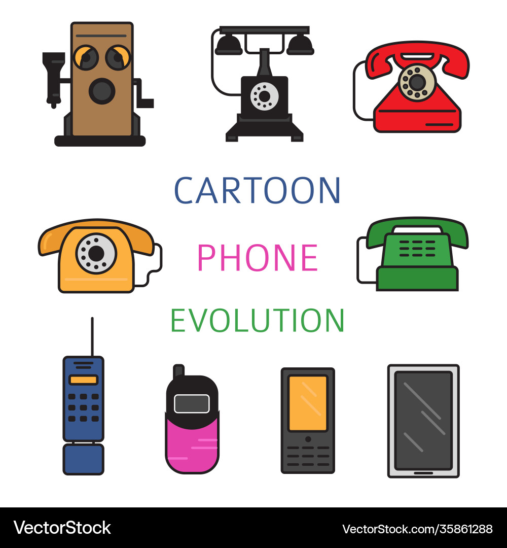 Phone history evolution flat colour design icon Vector Image