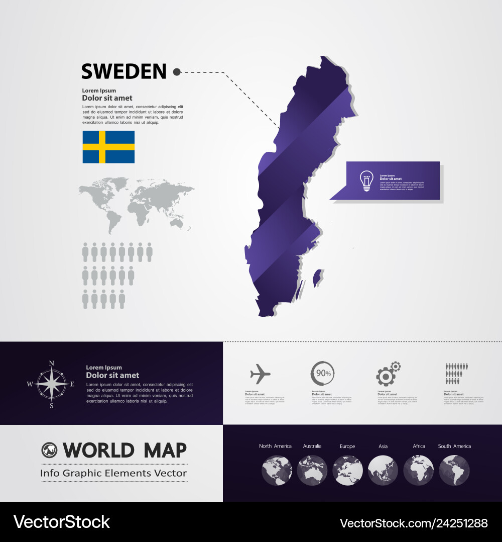 Sweden map Royalty Free Vector Image - VectorStock
