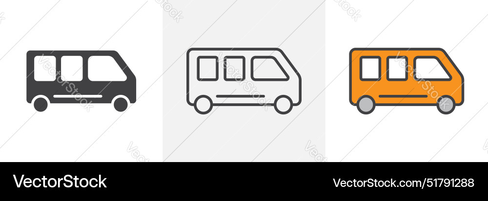 Van icon set transit delivery minibus symbol Vector Image