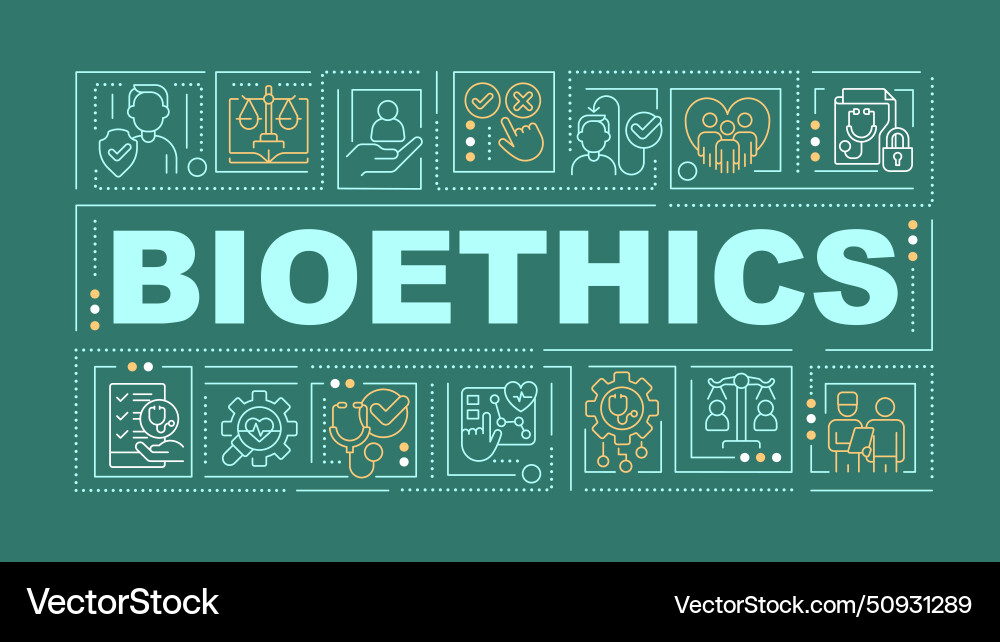 Bioethics green word concept Royalty Free Vector Image
