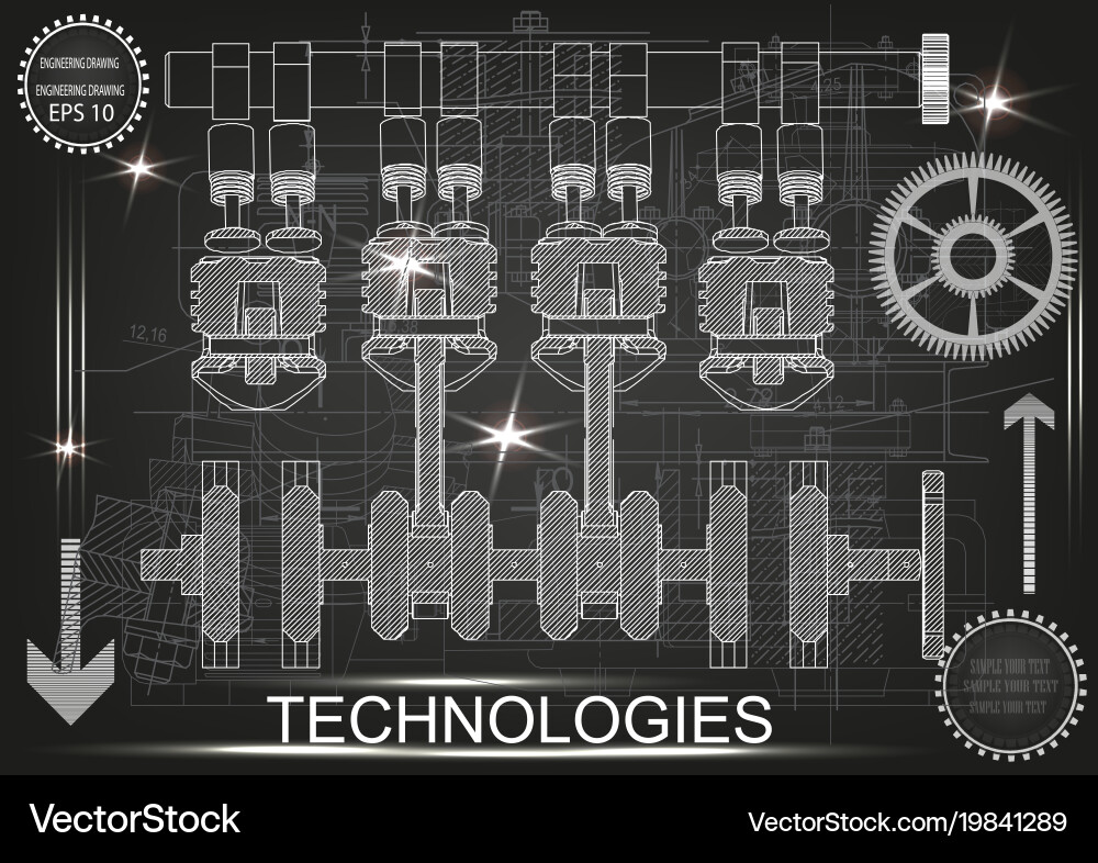 Car engine and gears Royalty Free Vector Image