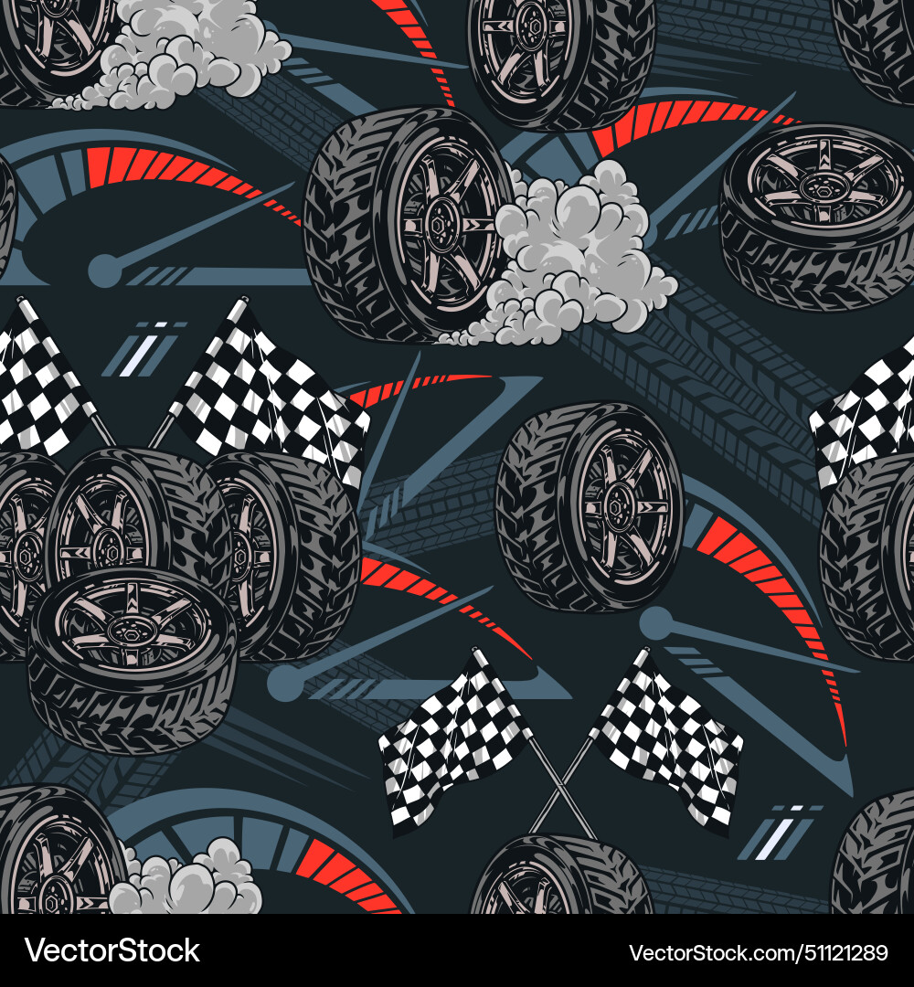 Car motorsport pattern seamless colorful Vector Image