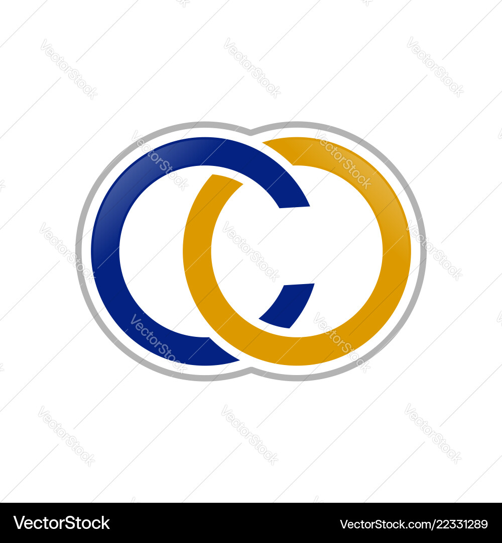 Co lettermark initials gold blue symbol logo Vector Image