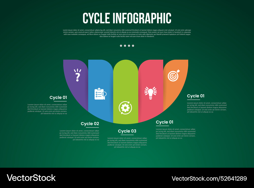Cycle infographic with half circle slice 5 Vector Image