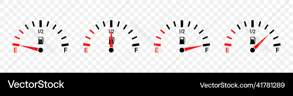 Fuel gauge full half level and empty tank Vector Image