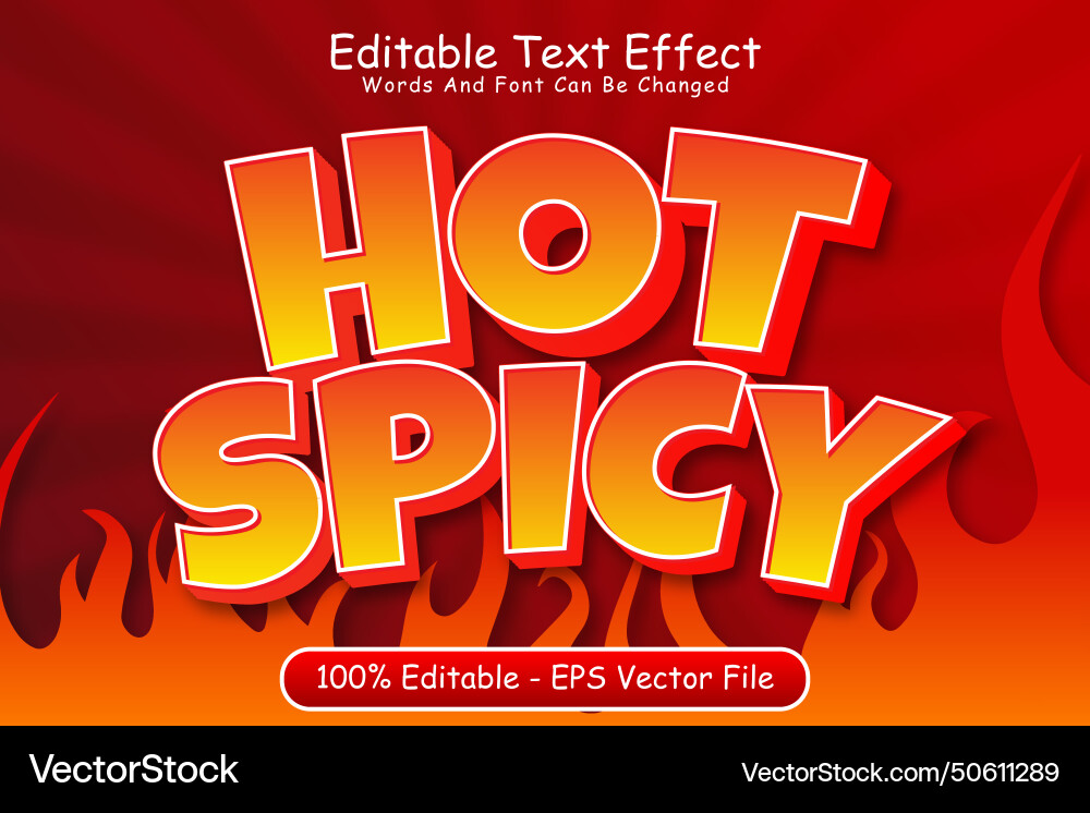 Hot spicy editable text effect 3 dimension emboss Vector Image