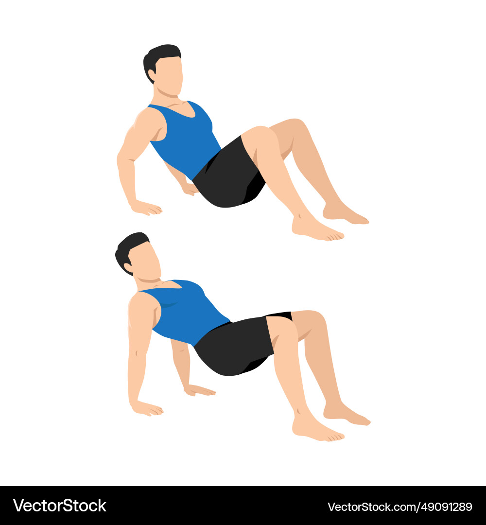 Man doing floor tricep dips exercise Royalty Free Vector
