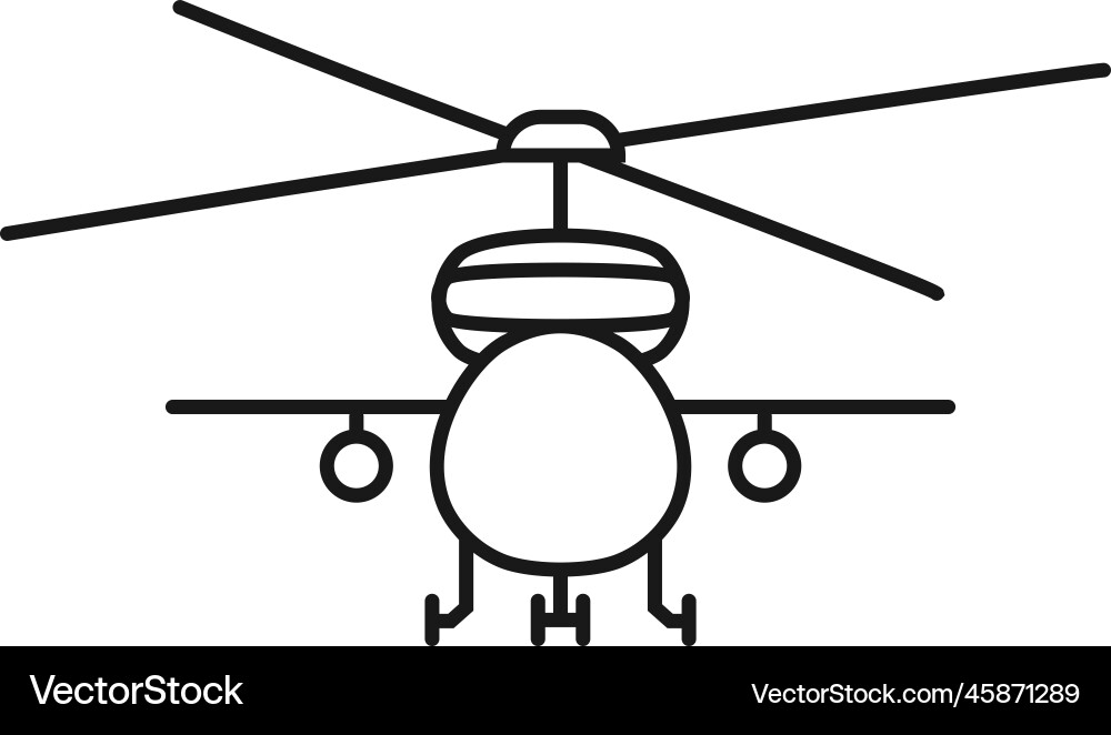 Military copter line icon rotor aircraft front Vector Image