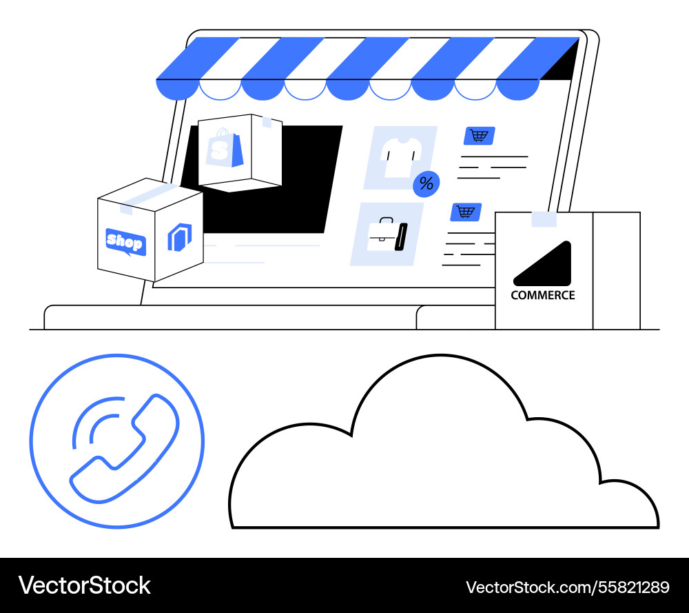 Online storefront with e-commerce elements Vector Image