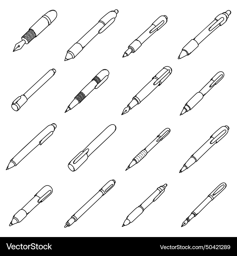 Pen doodle icon set drawing sketch Royalty Free Vector Image