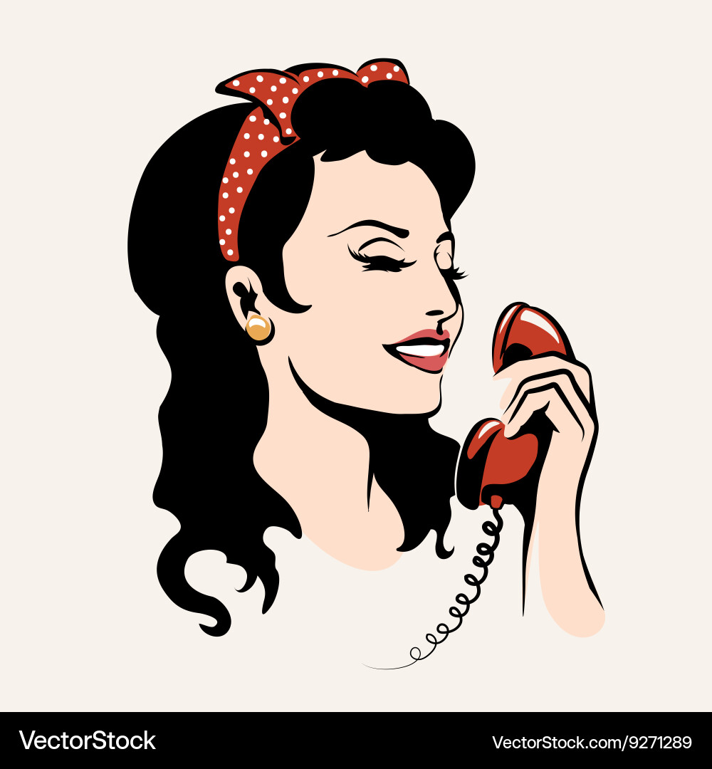 Pretty woman talking phone Royalty Free Vector Image