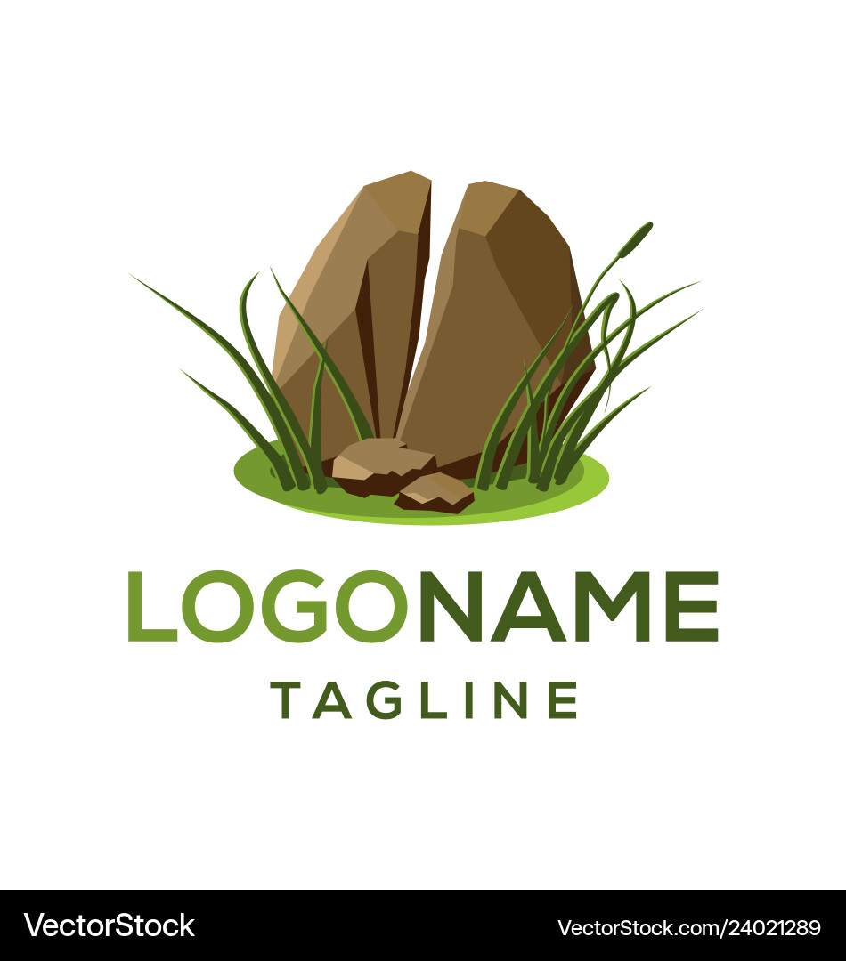 Realistic broken stone logo design Royalty Free Vector Image