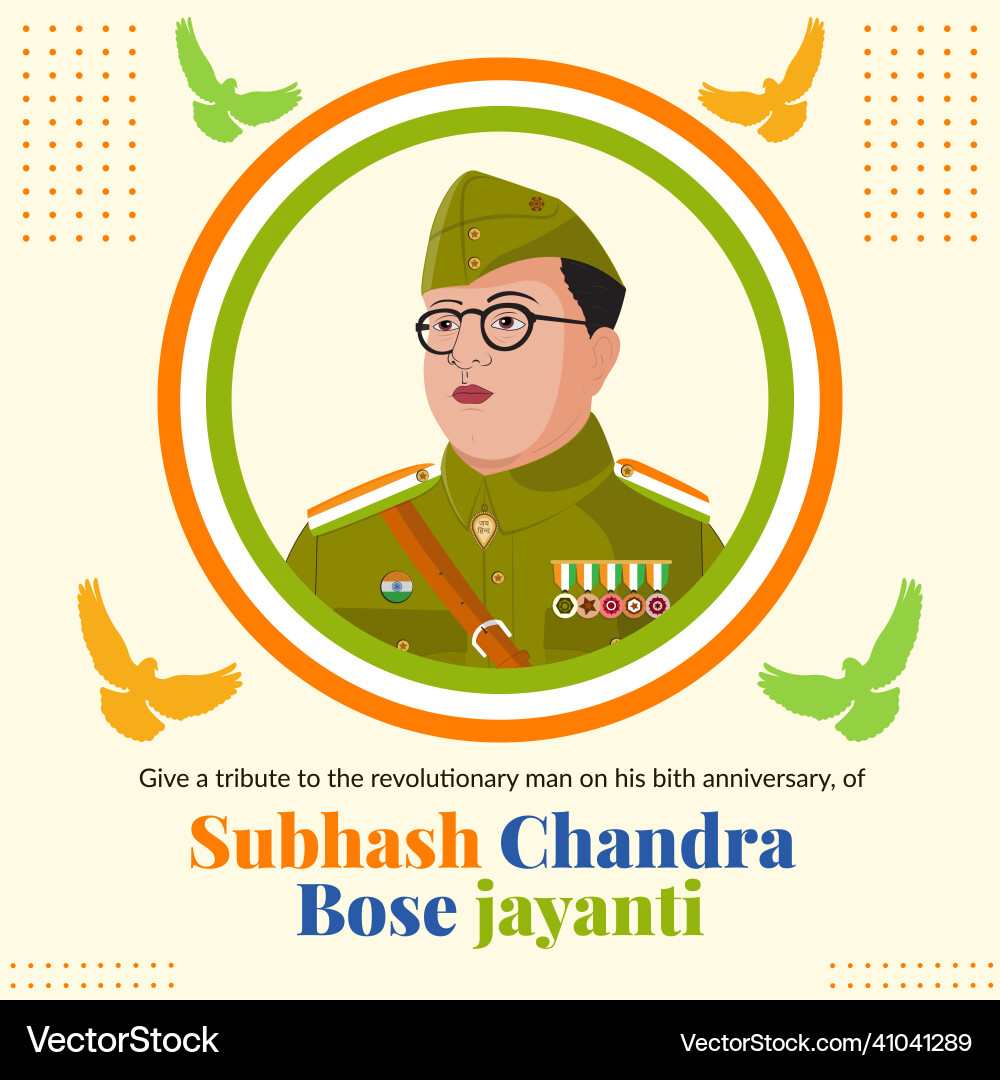 Subhash chandra bose jayanti banner design Vector Image