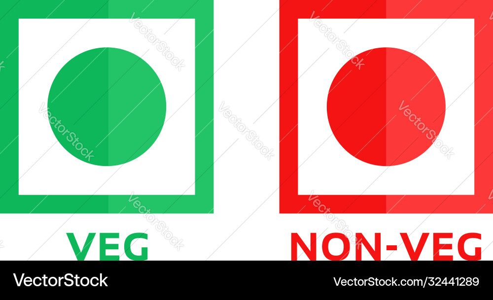 Veg and non-veg minimal symbol Royalty Free Vector Image