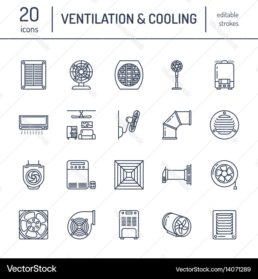 Ventilation equipment line icons air conditioning Vector Image