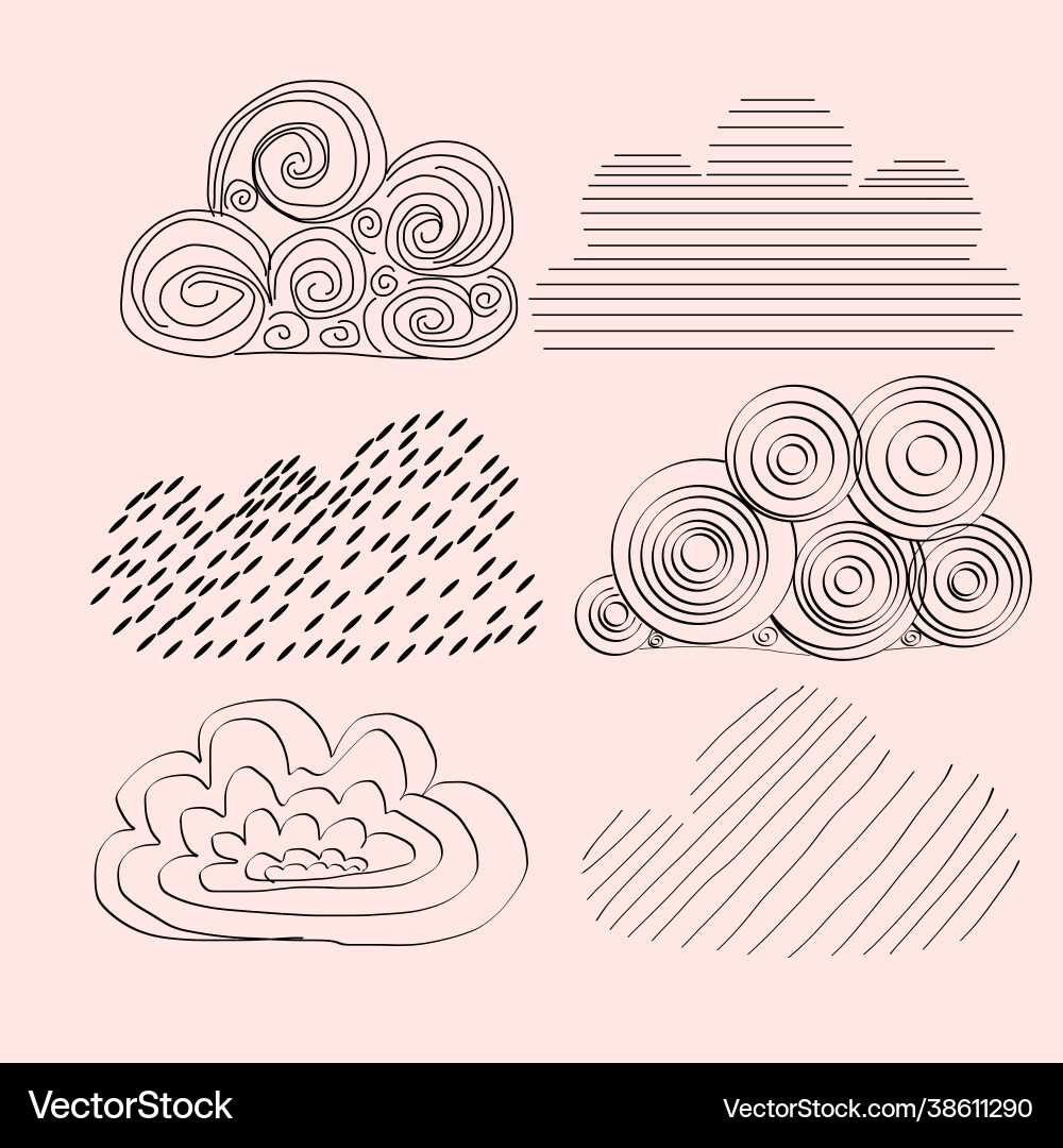 Abstract Cloud Line Art Set Royalty Free Vector Image