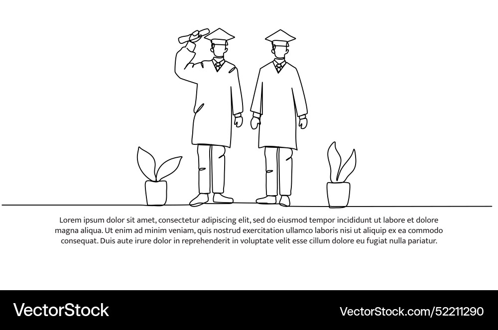 Continuous one line design of school graduation Vector Image