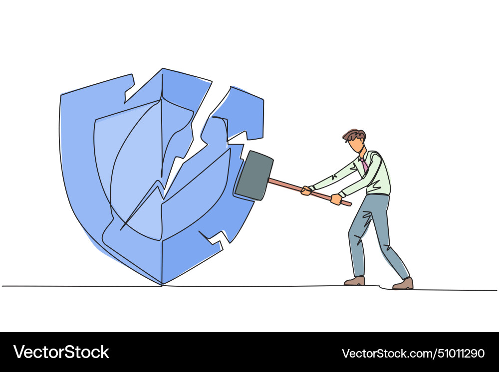 Continuous one line drawing businessman preparing Vector Image