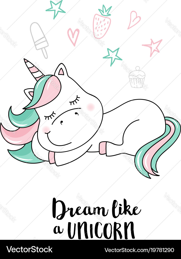Dream like a unicorn quote Royalty Free Vector Image