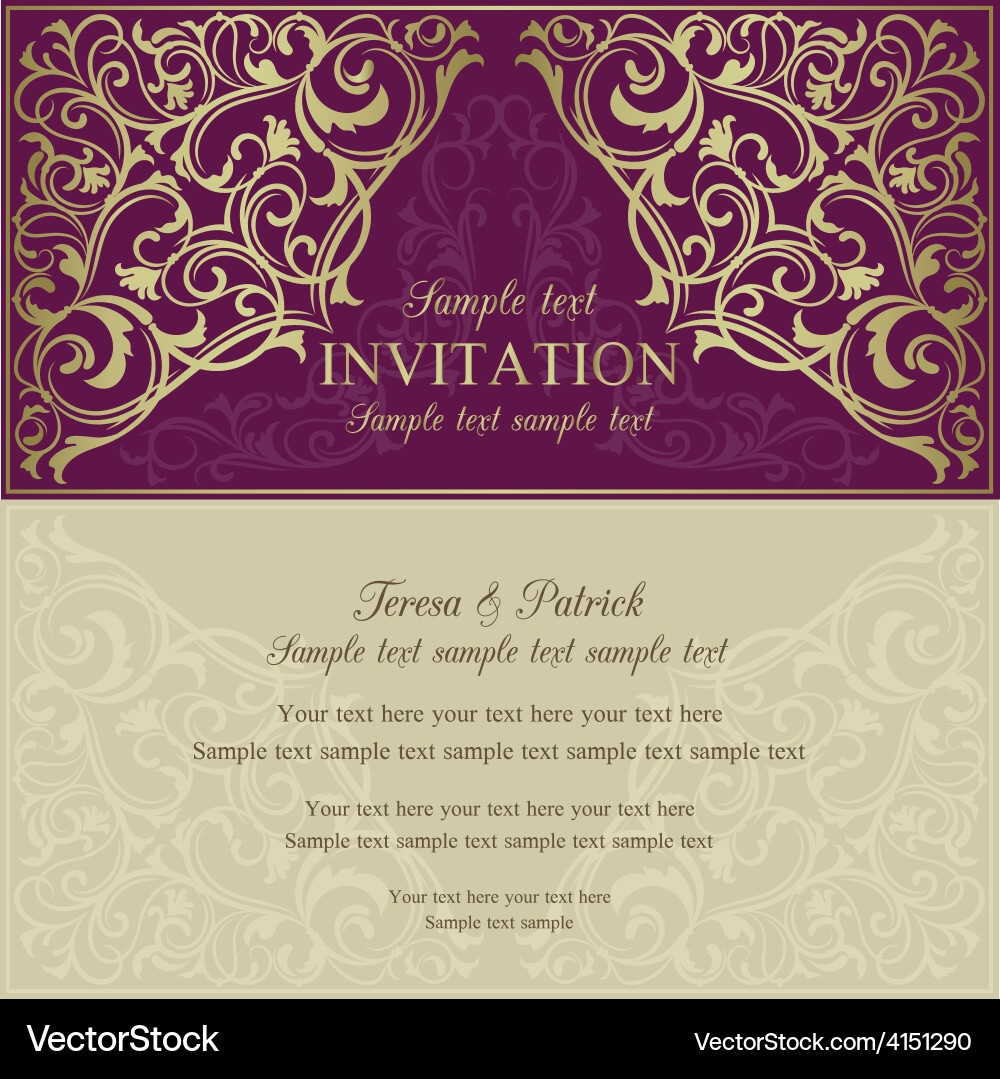 Elegant Purple & Beige Invitation Royalty Free Vector