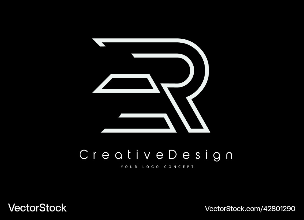 Er e r letter logo design in white colors Vector Image