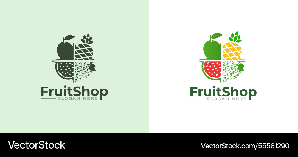 Fruits store logo design Royalty Free Vector Image