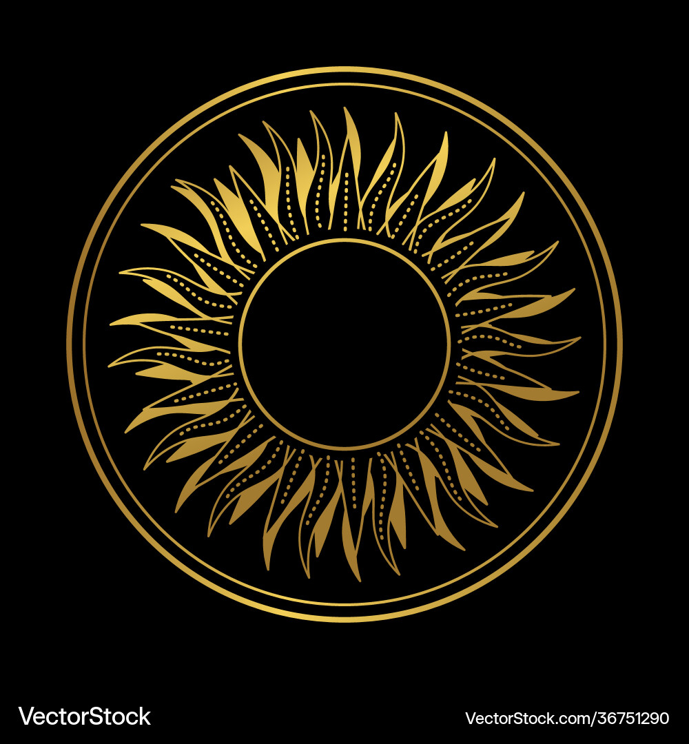 Golden Sun Circle Symbol Royalty Free Vector Image