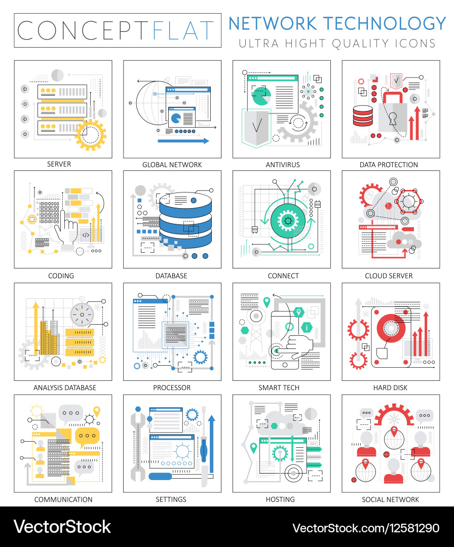 Infographics mini concept network technology icons